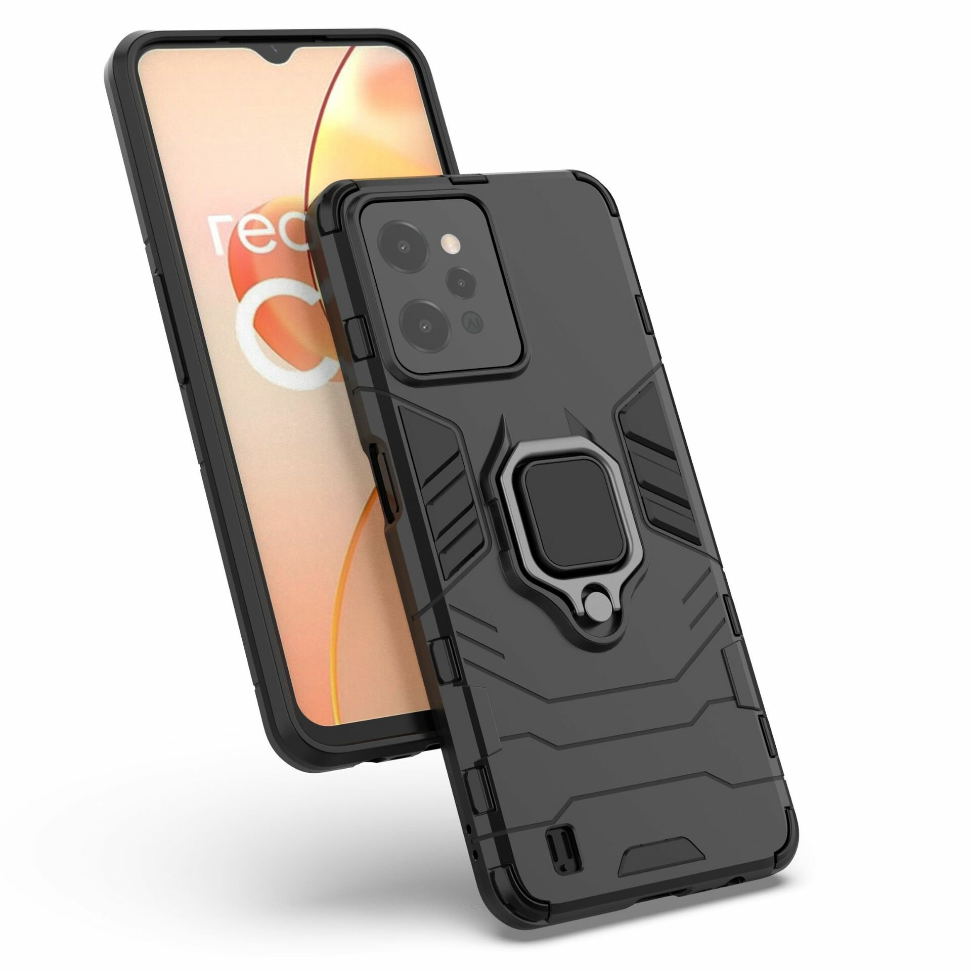 Противоударный усиленный чехол-бампер-пенал MyPads для OPPO Realme C31 черный