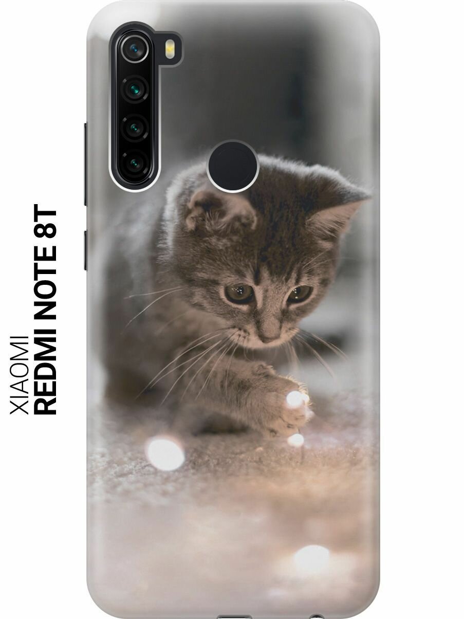 Силиконовый чехол на Xiaomi Redmi Note 8T, Сяоми Редми Ноут 8Т с принтом "Котенок и свет"