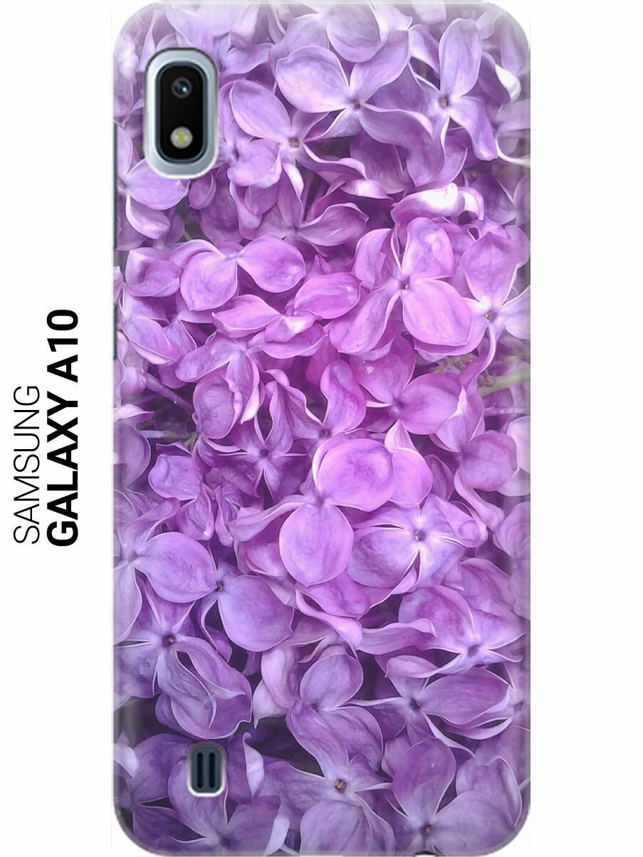 Ультратонкий силиконовый чехол-накладка для Samsung Galaxy A10 с принтом "Цветы сирени"