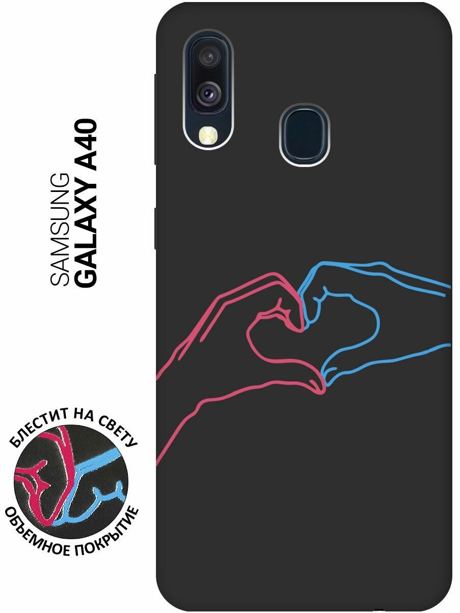 Матовый Soft Touch силиконовый чехол на Samsung Galaxy A40, Самсунг А40 с 3D принтом "Fall in Love" черный