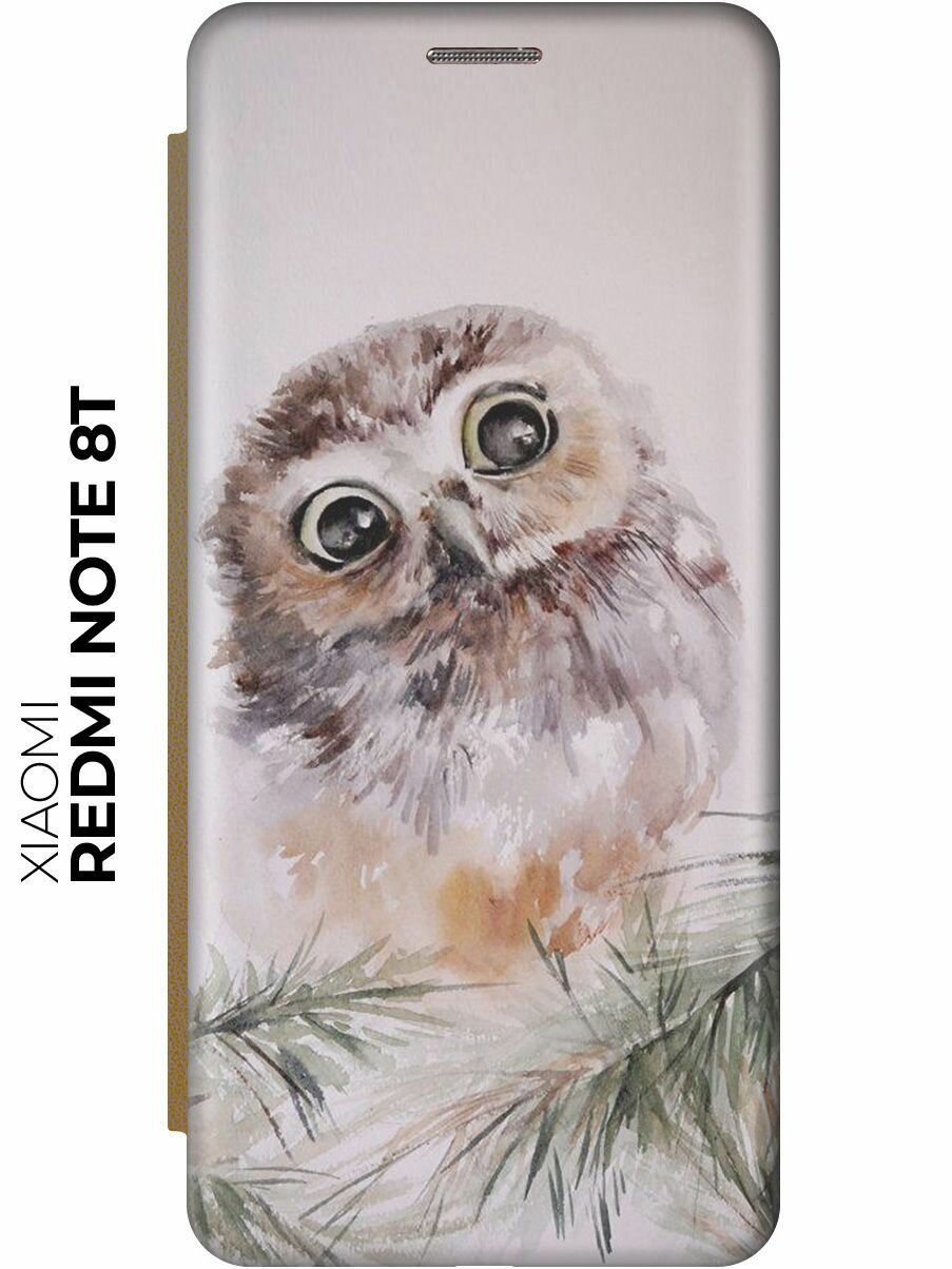 Чехол-книжка Совенок на Xiaomi Redmi Note 8T / Сяоми Редми Ноут 8Т золотой