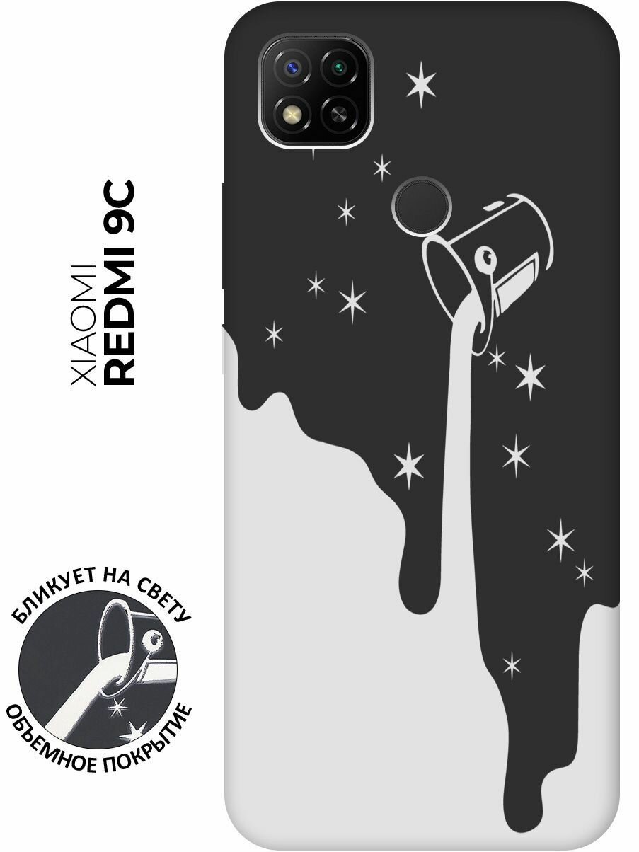 Матовый чехол Magic Paint W для Xiaomi Redmi 9C / Сяоми Редми 9С с 3D эффектом черный