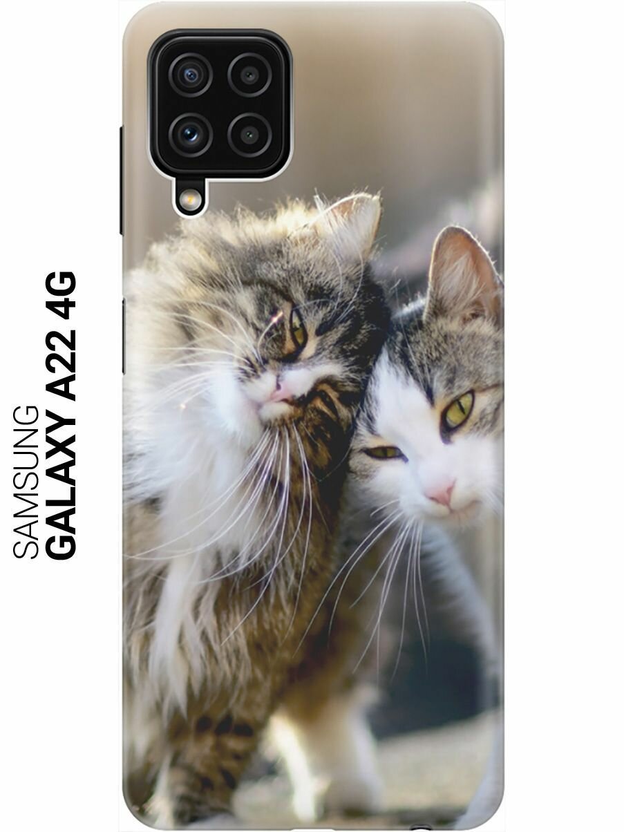 Силиконовый чехол на Samsung Galaxy A22, M32, M22, Самсунг А22, М32, М22 с принтом "Ласкающиеся кошечки"