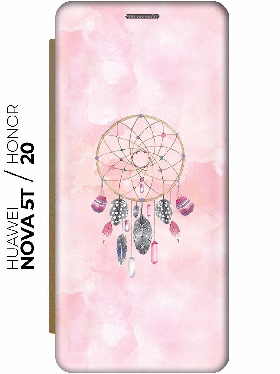 Чехол-книжка Ловец снов на Honor 20 / Huawei Nova 5T / Хонор 20 / Хуавей Нова 5Т золотой