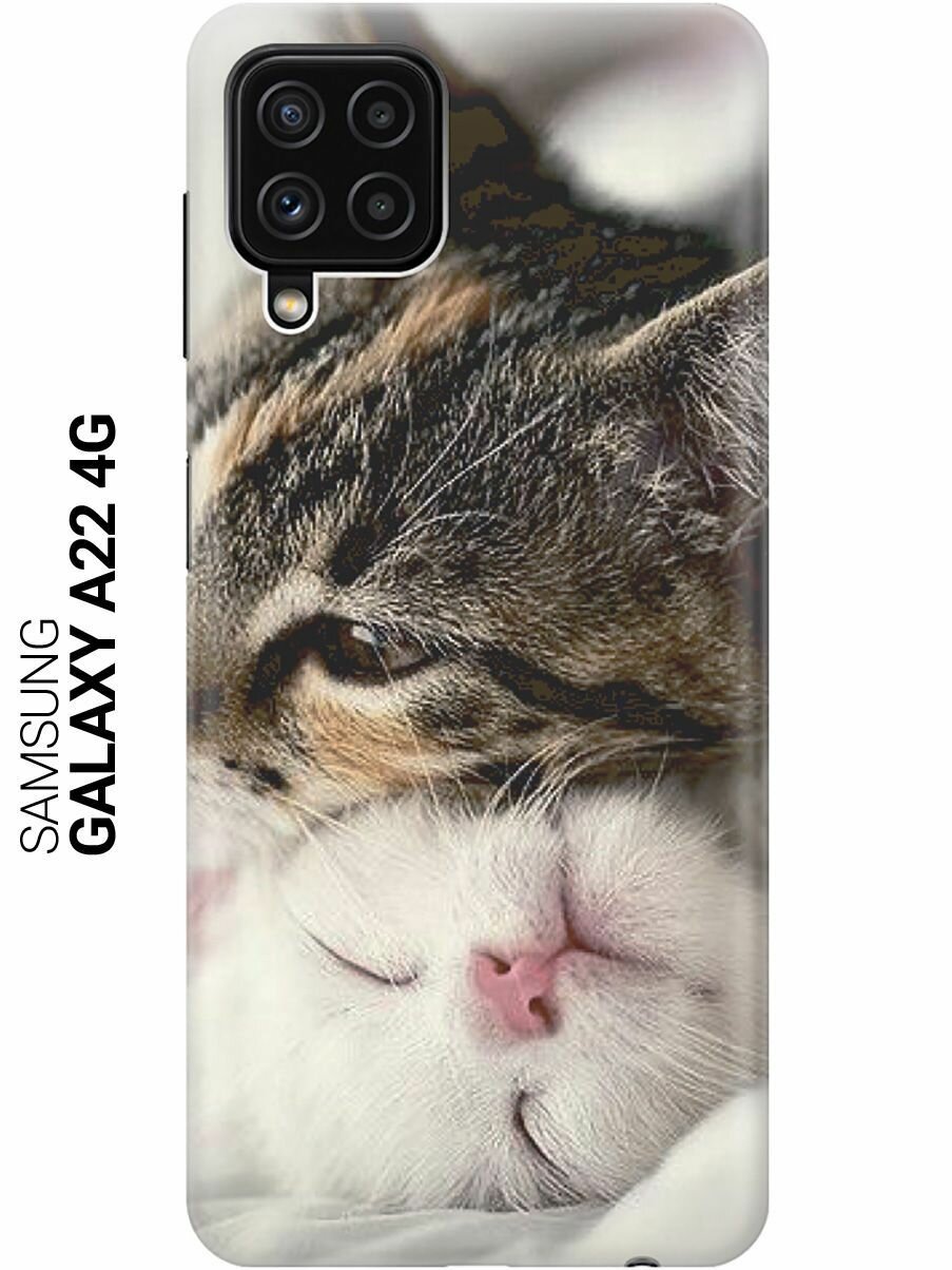 Силиконовый чехол на Samsung Galaxy A22, M32, M22, Самсунг А22, М32, М22 с принтом "Милые котики"