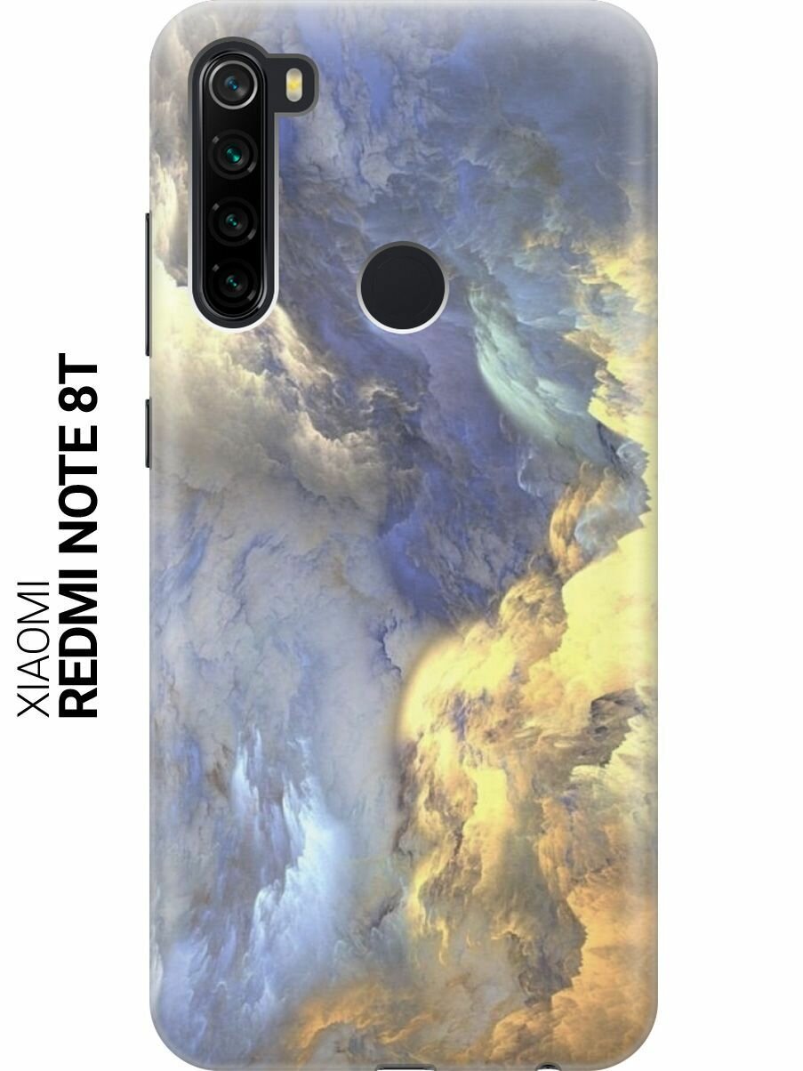 Силиконовый чехол на Xiaomi Redmi Note 8T, Сяоми Редми Ноут 8Т с принтом "Желто-синие облака"