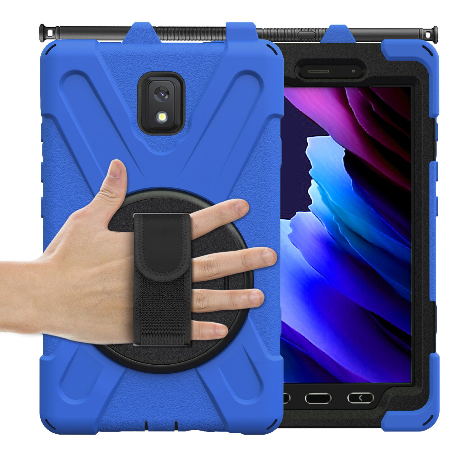 Чехол-бампер с усиленной защитой углов для Samsung Galaxy Tab Active 3 8.0 SM-T575 с держателем для руки и подставкой