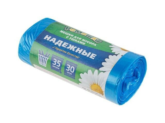 Пакеты для мусора с завязками ромашка Надежные 35 л 30 штук (ВЛ03430У)