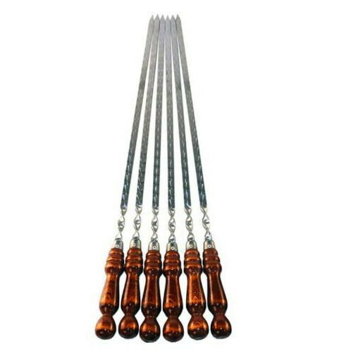 2К-117, Шампур (1шт.) из нержавеющей стали с узором и деревянной лакированной ручкой ШАР 3*12*500 мм