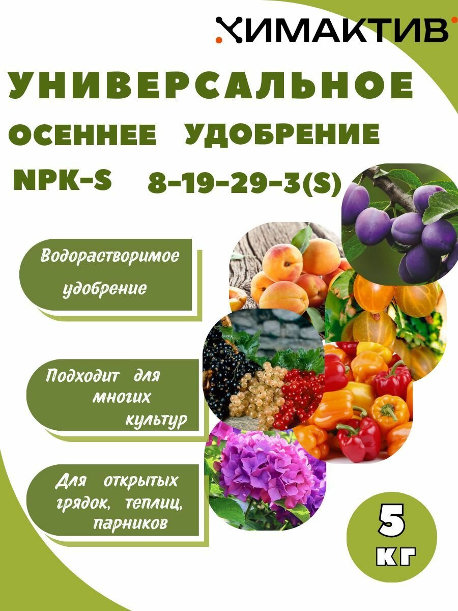 Удобрение осеннее NPK 8-19-29-3(S) 5кг