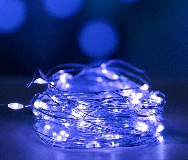 Светодиодная гирлянда, Роса 50 Led, IP14, 5 м. Синий