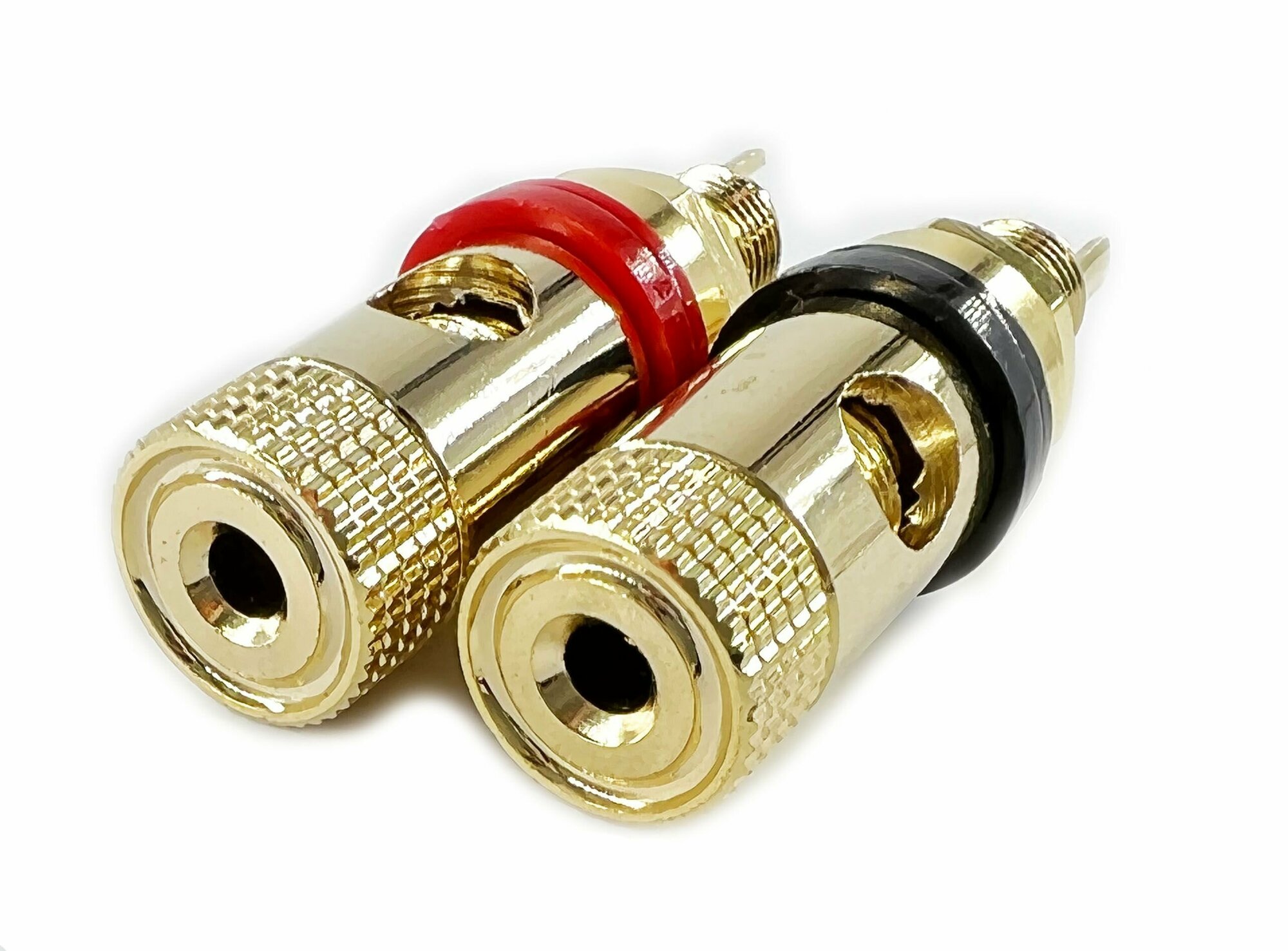 Разъем BANANA гнездо 47мм с изолятором металл на корпус. Кабель до 10.0мм ( 2 штуки)