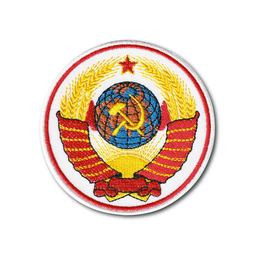 Нашивка ( Шеврон / Патч / Patch ) Тактическая Герб СССР D-85 мм Белая (Белый / На липучке)