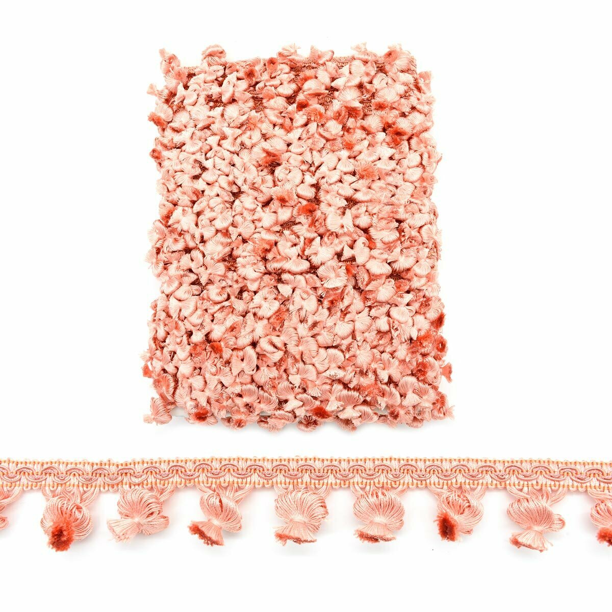 Бахрома для штор с кисточками, 5 см*25 м, для текстиля и шитья, персиковая, Айрис