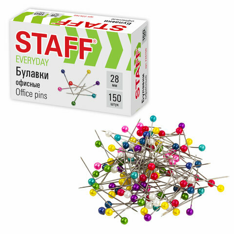 20 шт. Булавки универсальные STAFF "EVERYDAY", 28 мм, 150 штук, в картонной коробке, 226760