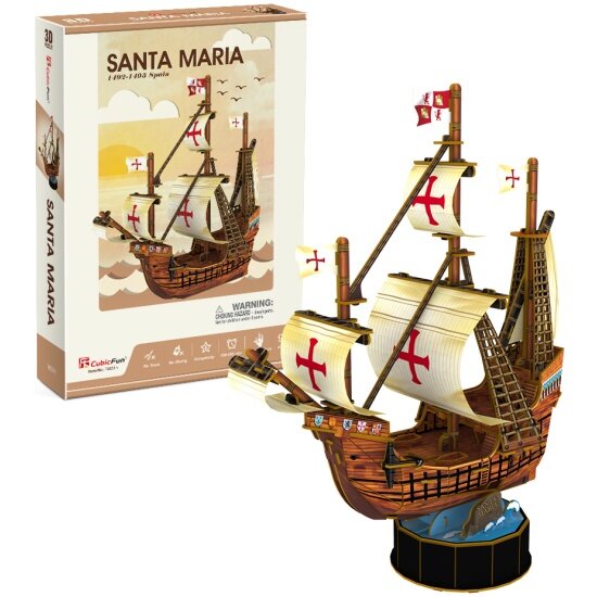 Пазл 3D Cubicfun Корабль Санта-Мария, 93 детали