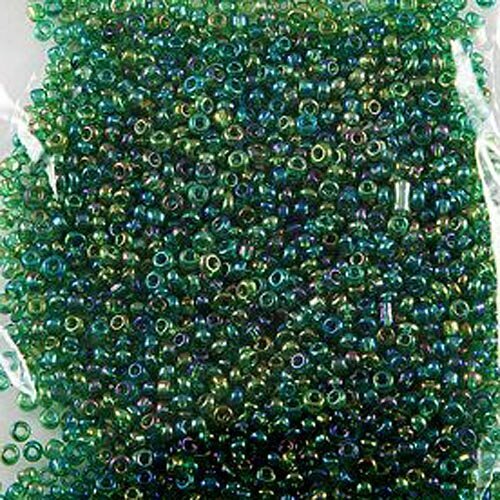 Бисер AS-167B зеленый перламутровый разноцветный прозрачный (11/0) 2.1 мм 20 г, цена за 1 уп.