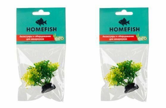 Homefish Растение для аквариума Риччия вертикальная, пластиковое, с грузом, 4 см, 2 шт