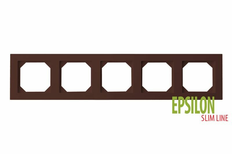 LIREGUS Рамка Пятиместная Коричневая SLIM (Универсальный Монтаж) LIREGUS EPSILON