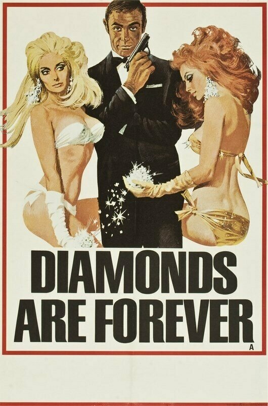 Плакат, постер Джеймс Бонд 07-Бриллианты навсегда (Diamonds Are Forever), Гай Хэмилтон на бумаге, размер 21х30см