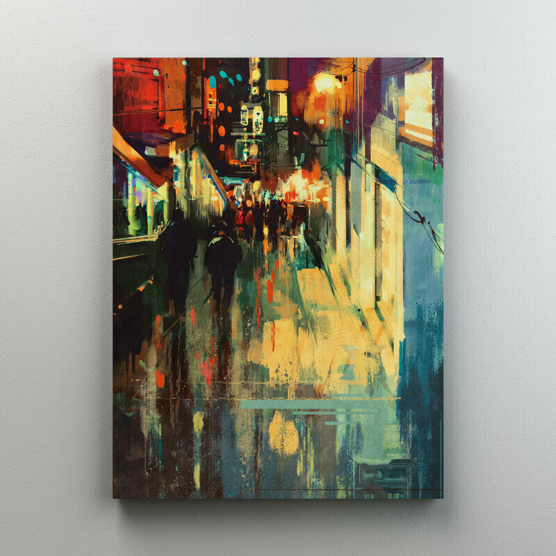 Интерьерная картина на холсте "Городская улица с изображением офисных зданий" размер 22x30 см