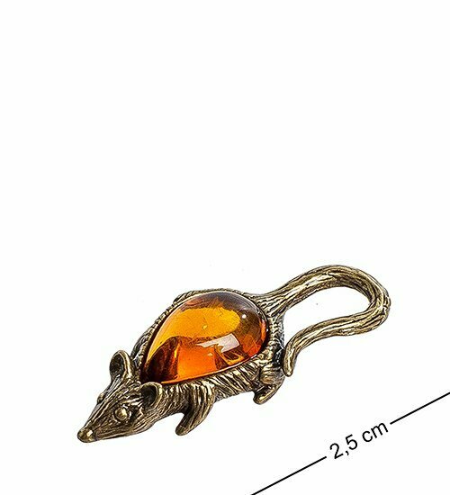 Фигурка кошельковая Мышь (латунь, янтарь) AM-1062 113-704363