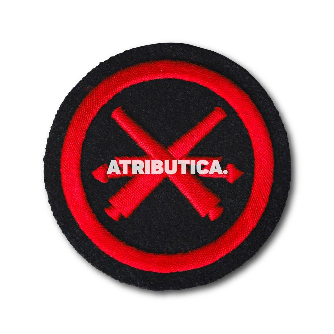 Нашивка ( Штат, Шеврон ) На Рукав Специалисты Артиллерийских Средств ВМФ СССР ( обр. 1969г. ) (Черный / Пришивной)