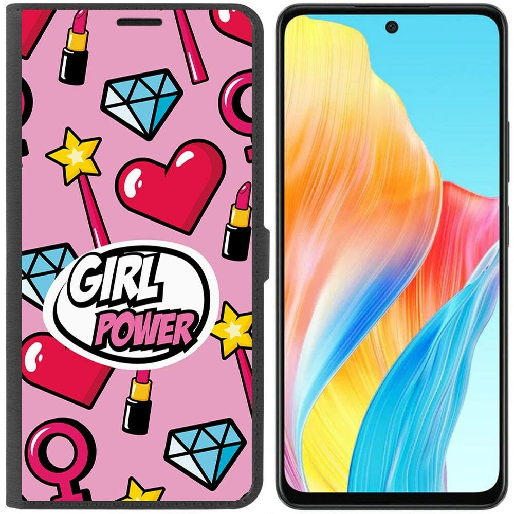 Чехол-книжка Krutoff Eco Book для Oppo A58 4G Girl Power (черный)