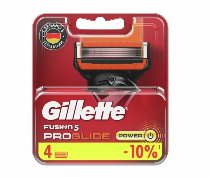 Gillette Сменные кассеты Fusion Proglide Power, 4 шт