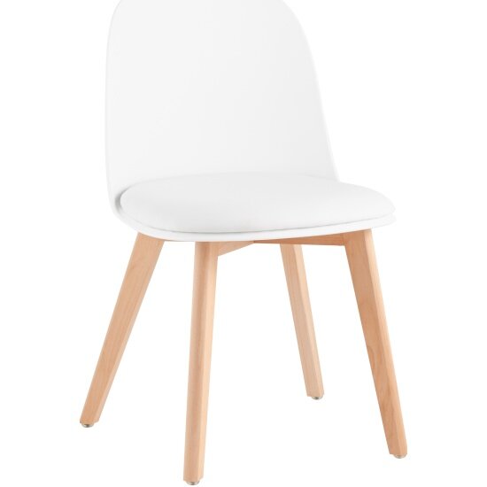 Стул обеденный Stool Group Fog с подушкой белый, деревянные ножки