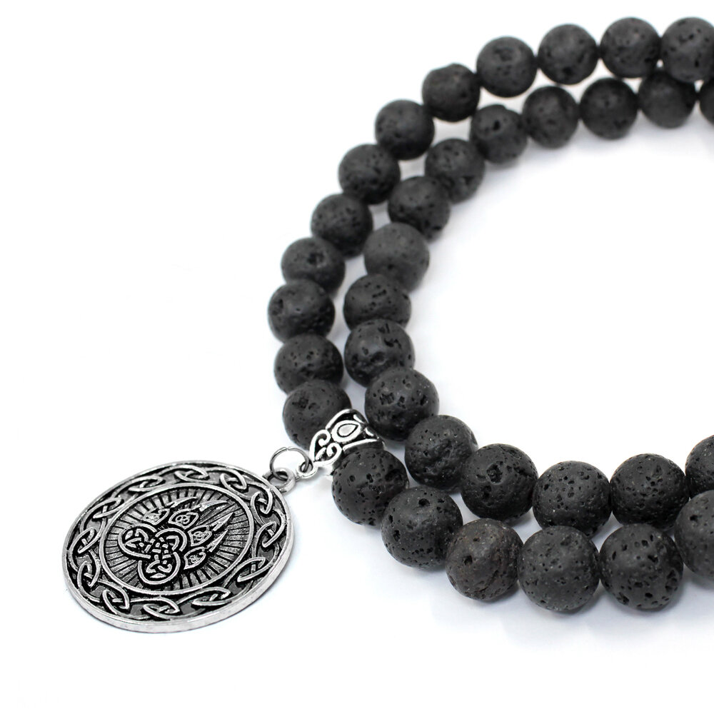 Бусы Handinsilver ( Посеребриручку ), вулканическая лава