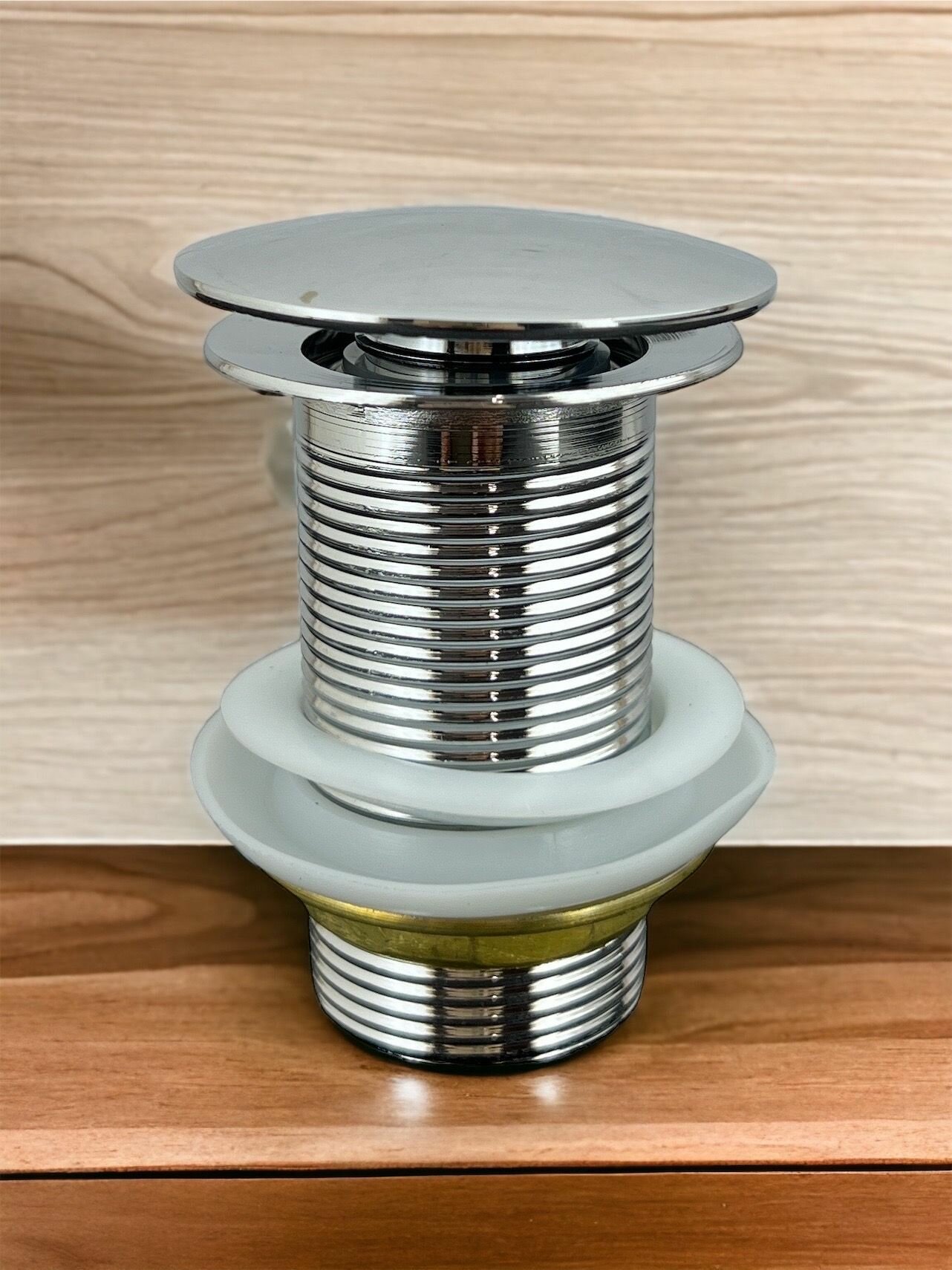 Донный клапан нажимной для раковины без перелива Do.korona (клик-клак) хром 10*7 см