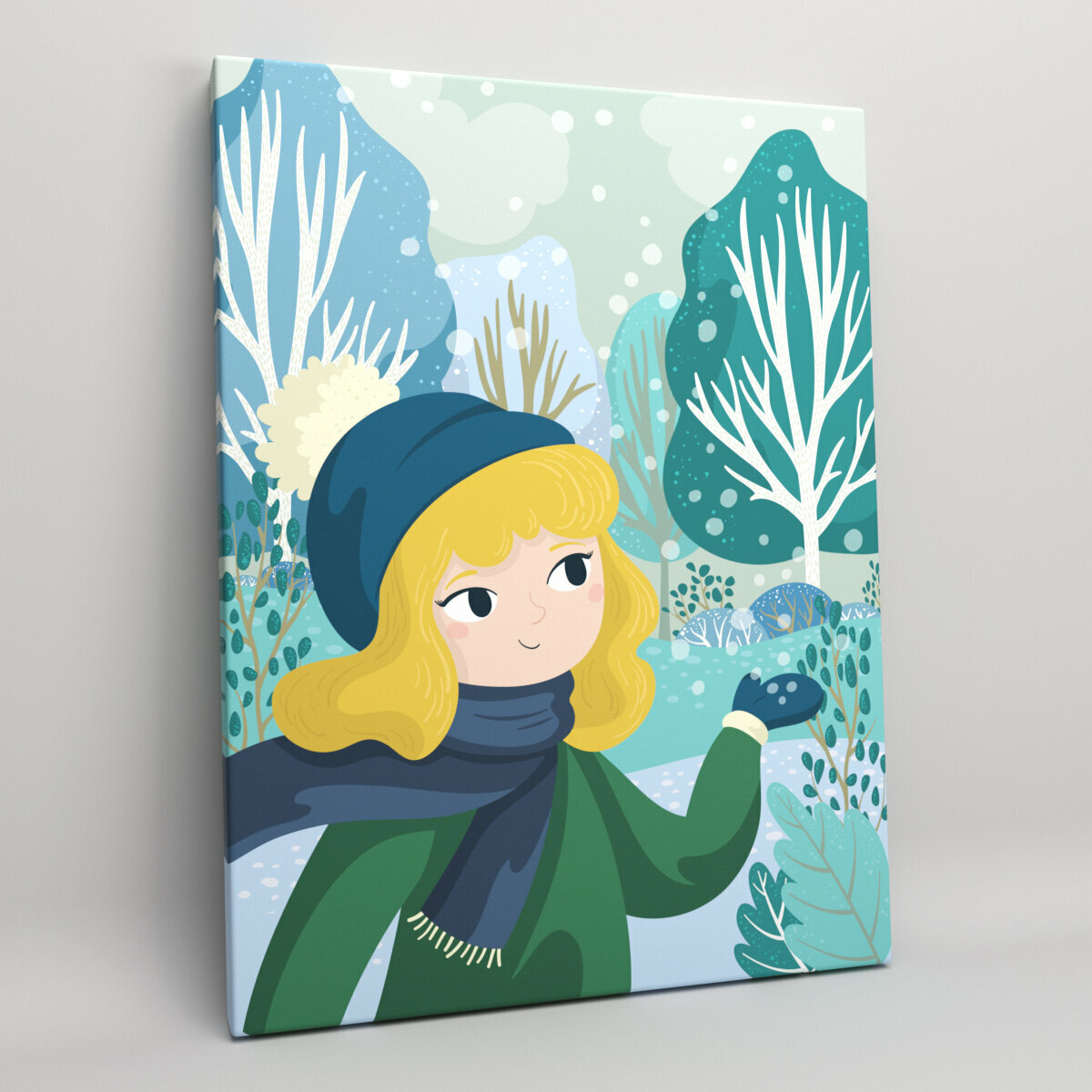 Картина на холсте (интерьерный постер) "Времена года - Зима", с деревянным подрамником, размер 45x60 см