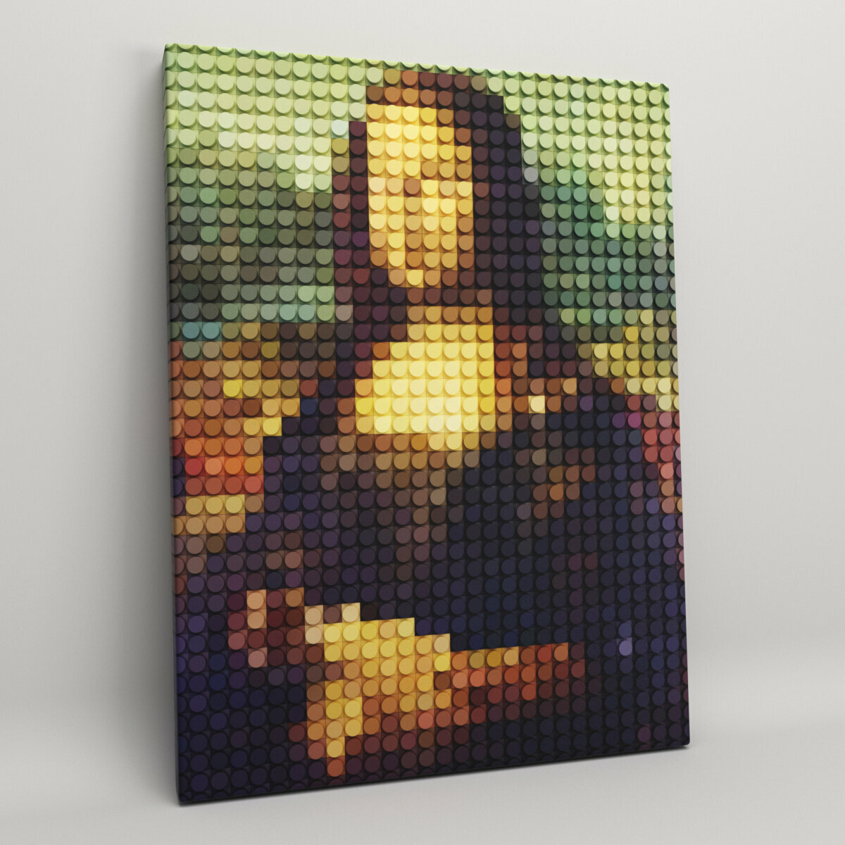 Картина на холсте (интерьерный постер) "Мона Лиза в пикселях", с деревянным подрамником, размер 45x60 см