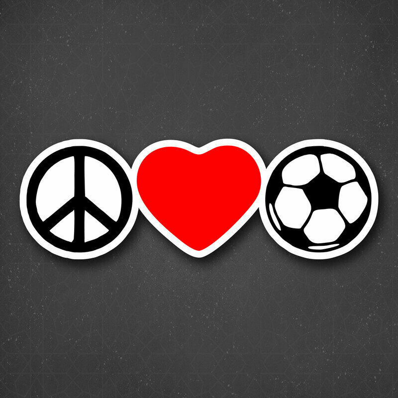 Наклейка на авто "Пис лав футбол - Peace Love Football" 24x8 см