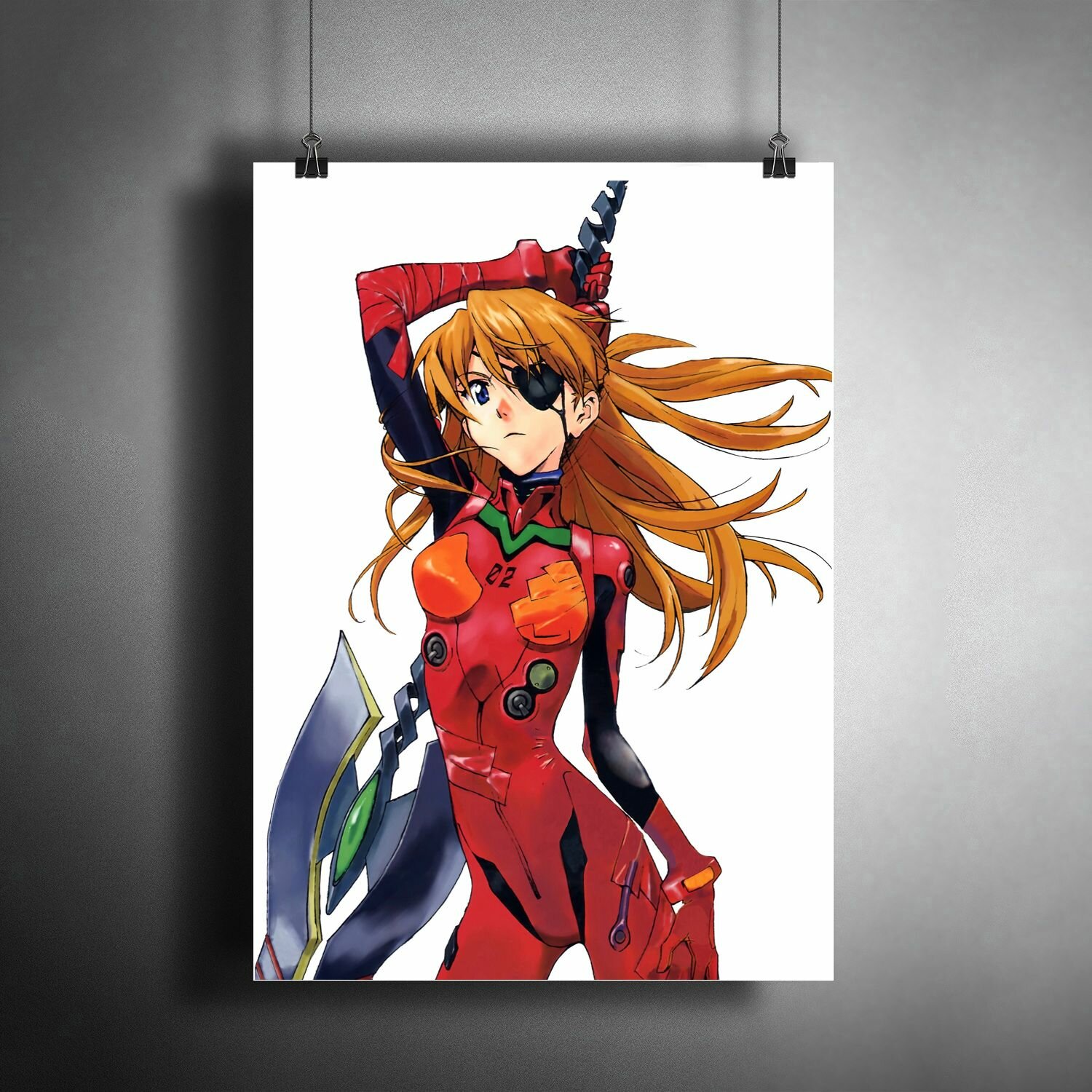Постер плакат для интерьера "Аниме, манга, мультсериал: Евангелион. Evangelion. Аска Лэнгли Сорью" / A3 (297 x 420 мм)