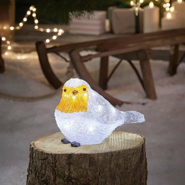 Светящаяся фигура Малиновка 21 см на батарейках, 20 LED ламп, IP44, Kaemingk, 492049-1