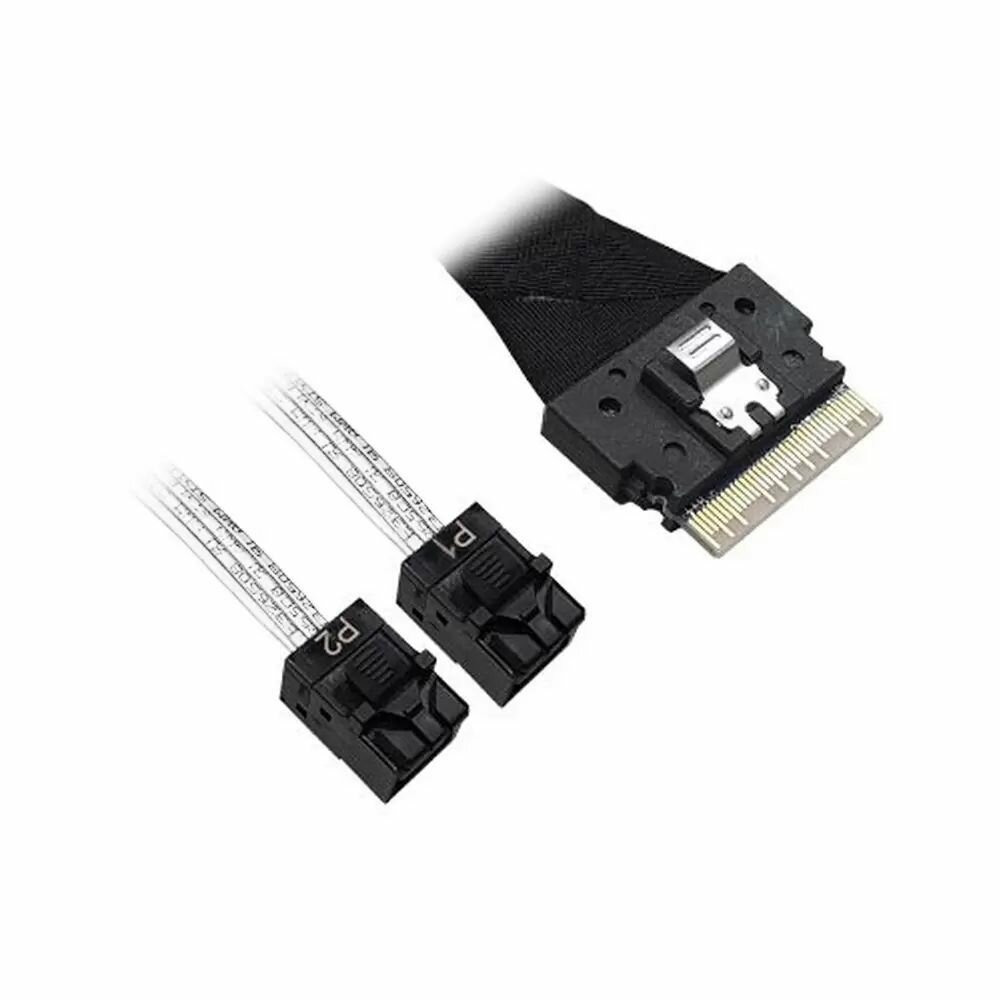 Кабель ACD-60002-ZC Slimline SASx8 (SFF8654) -to- 2 SAS HD (White) x4 (SFF8643 (NVMe Connection), for SuperMicro backplanes, 1M
