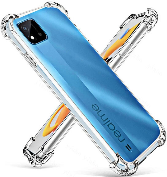Чехол для Realme C11 противоударный, прозрачный силиконовый чехол с защитой углов и камеры