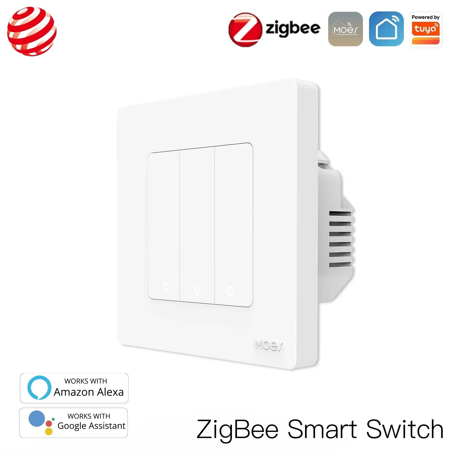 MOES Звездные кольцевые выключатели ZigBee3.0 3 gang master switch