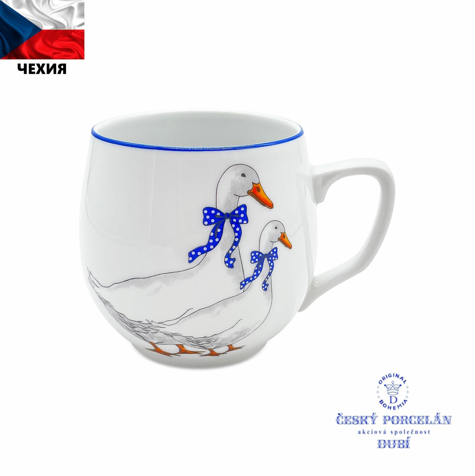 Кружка Banak бочонок, "Гуси" 300мл / фарфор / Чехия