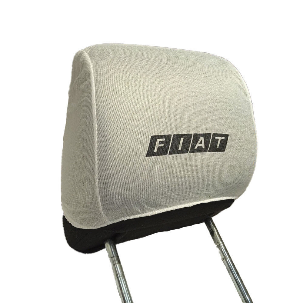 Чехлы на подголовник с логотипом Fiat / Фиат (2 шт.) , белые