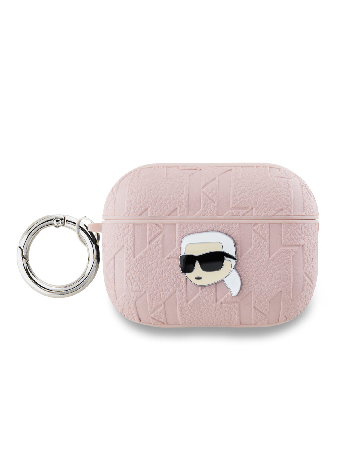 Lagerfeld для Airpods Pro 2 чехол PU Saffiano Monogram with ring NFT Metal Head Karl Pink
