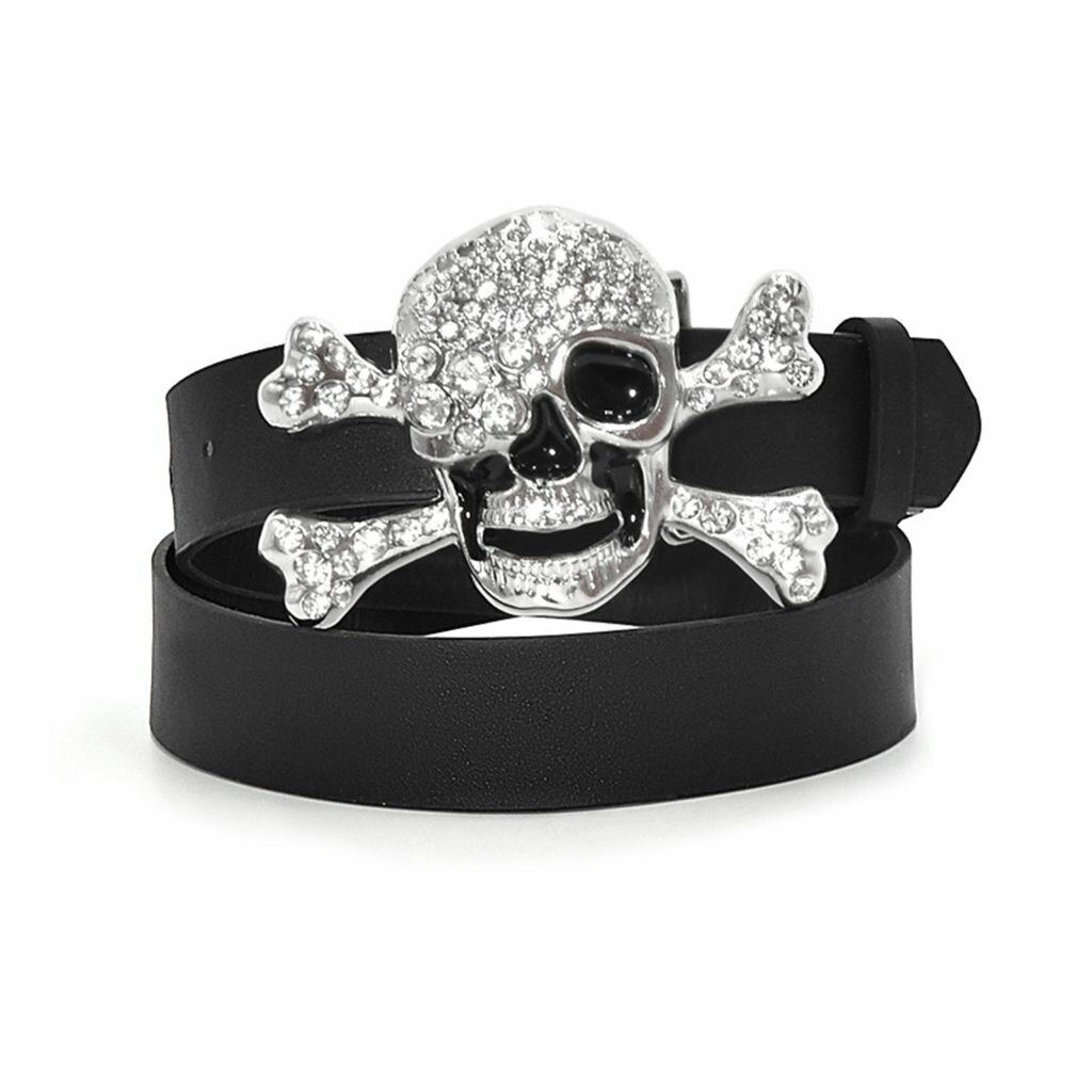 Пояс для брюк с черепом-черный
