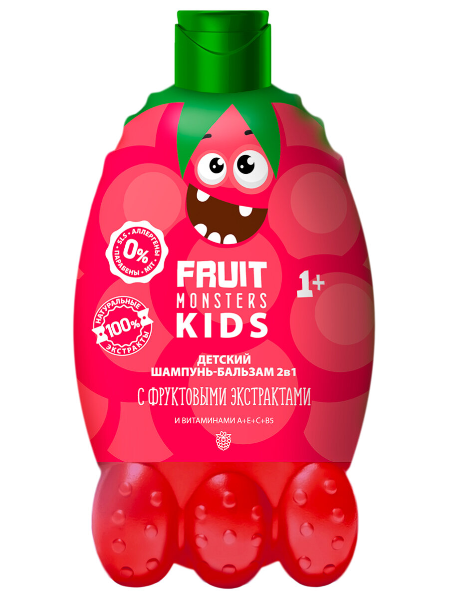 Шампунь-бальзам для волос 2в1 Фрутомонстры детский Малина 400мл