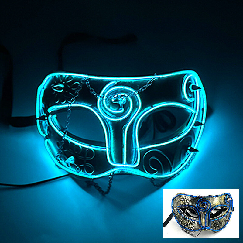 Маска для выпускного вечера Slipknot "Ретро-принц", светящаяся, LED, золотое дно, темно-синий свет