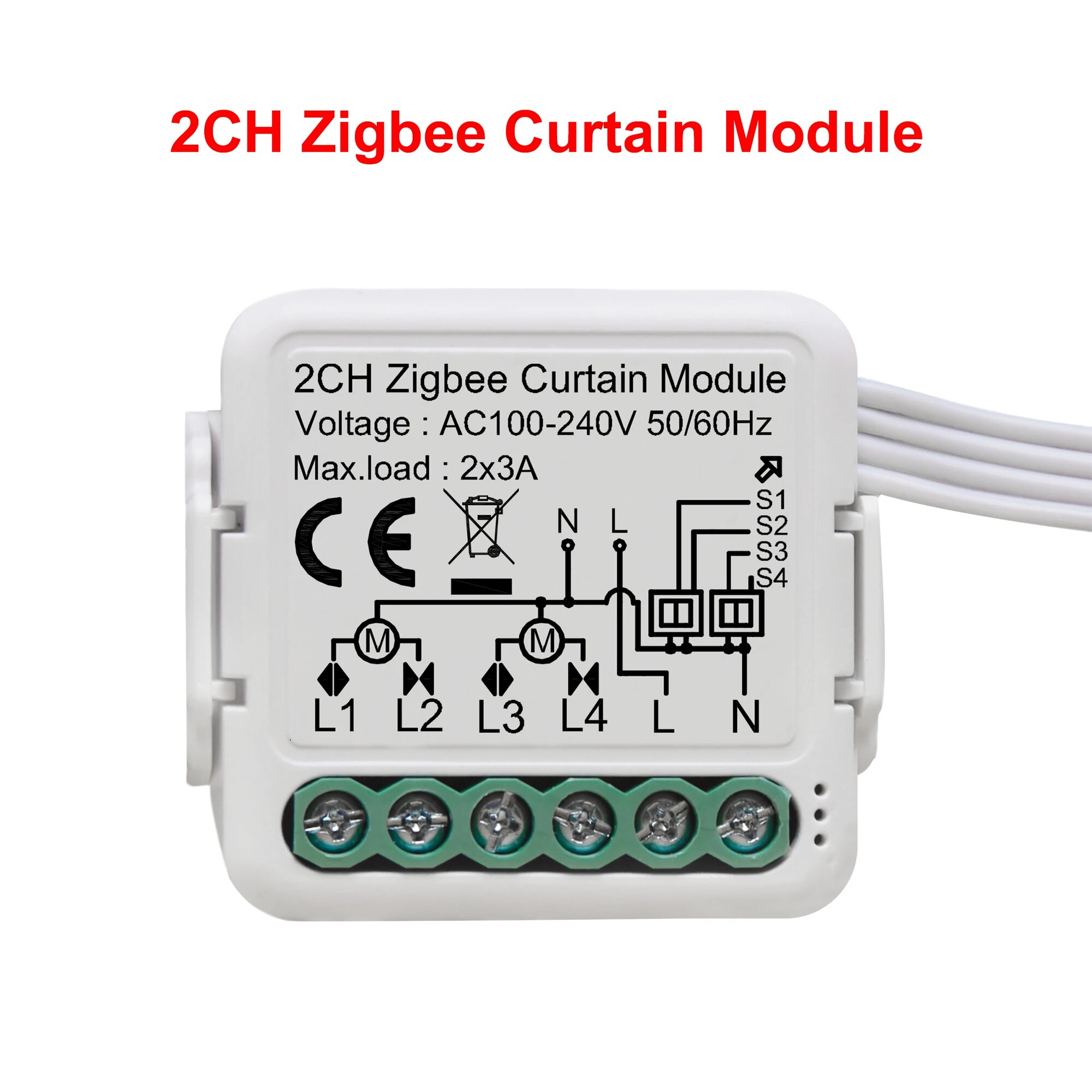 2CH Zigbee Модуль для штор, 2 Gang