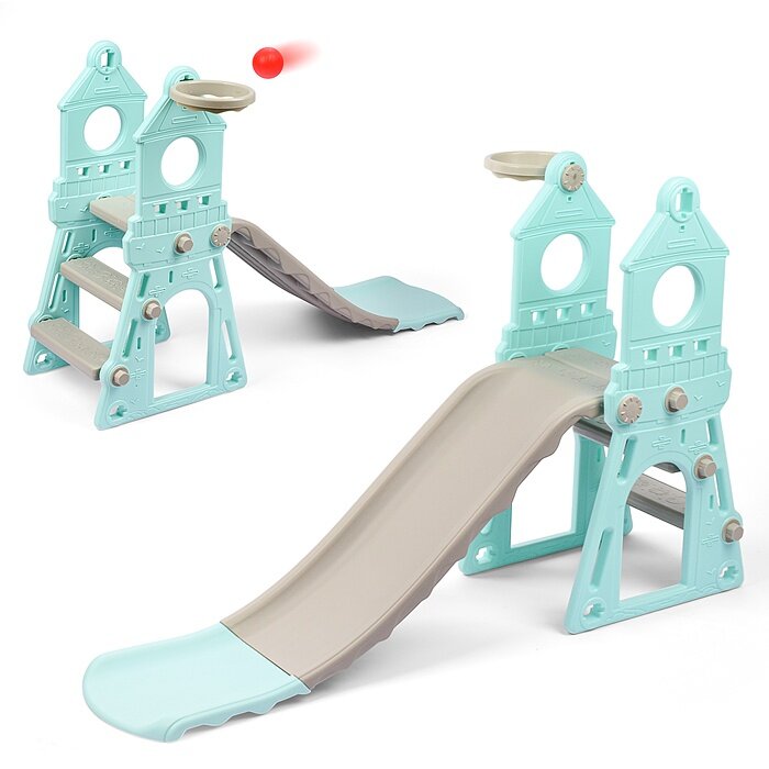 Детская горка Oubaoloon "Башня", цвет Мятный, пластик