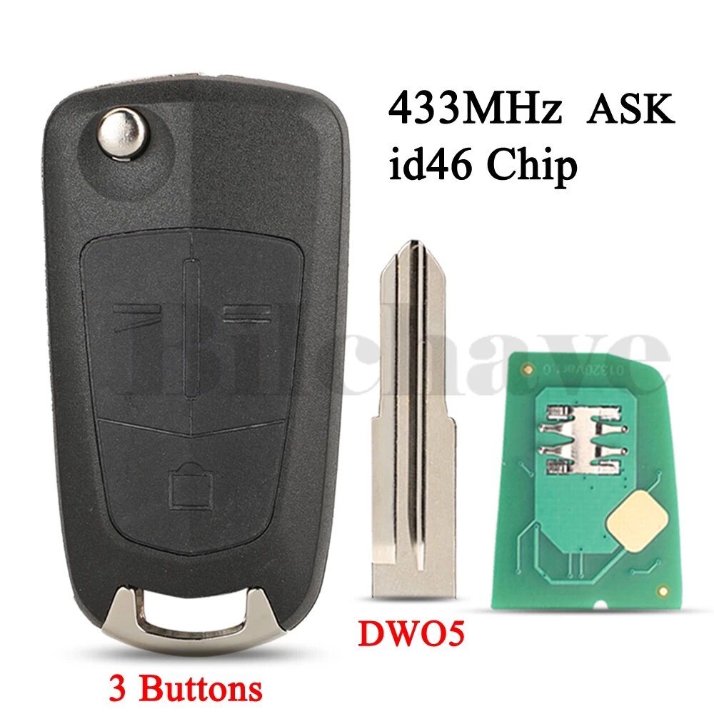 Jingyuqin 433 МГц ASK складной дистанционный ключ автомобиля id46 чип для Chevrolet captiva Opel antara zafira GMC terrain 2008-2015 DWO5 Blade 3 Buttons 433MHz, for Chevrolet