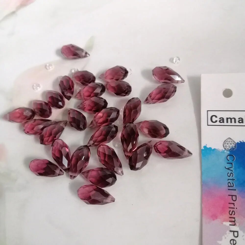 Camal 50 шт. средний фиолетовый 12x6 мм свободные подвески с каплями воды и кристаллами призмы граненые подвесные ювелирные изделия для свадебной вечеринки